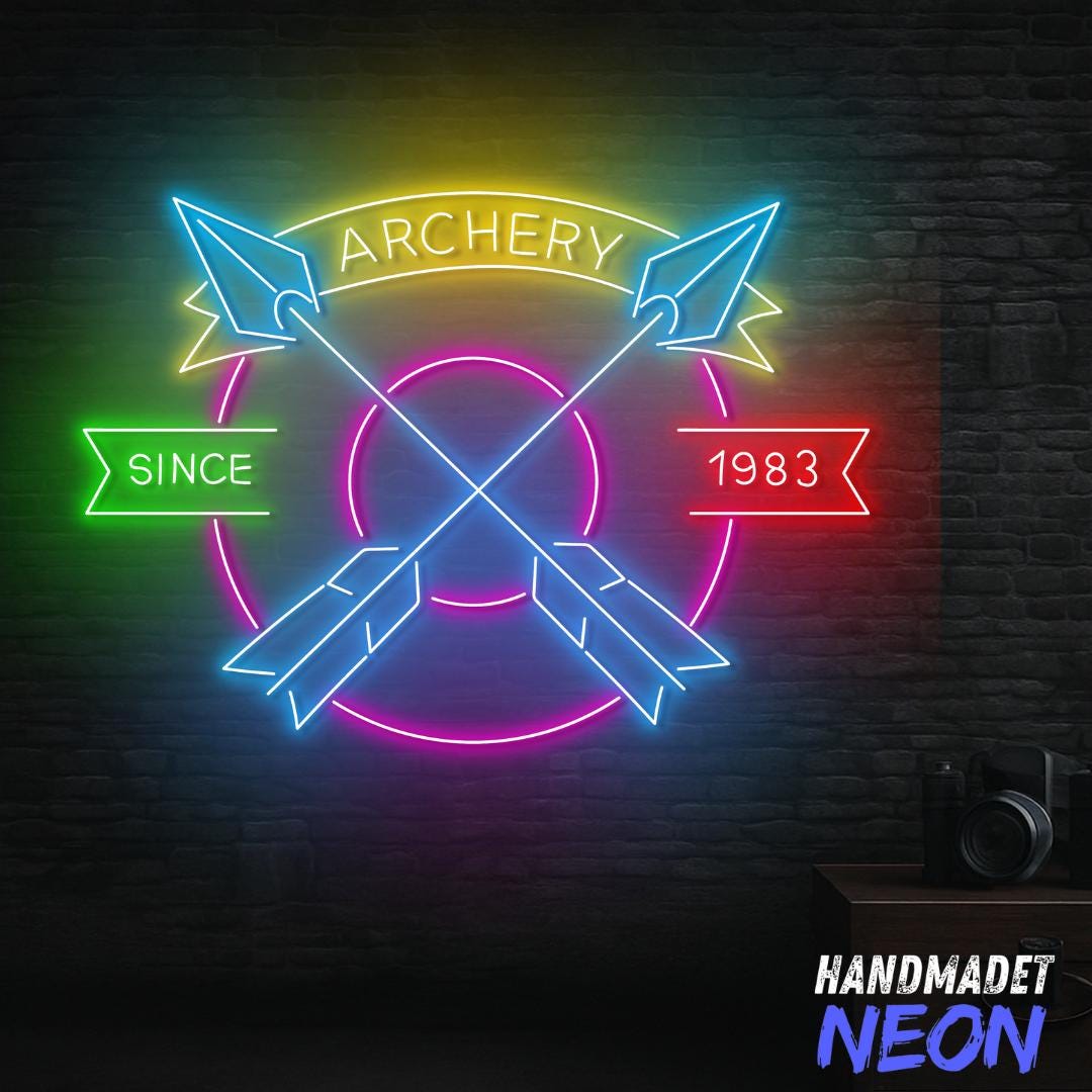 Archery Neon Sign for Game Room Wall Decor, Archer Club Led Light ...