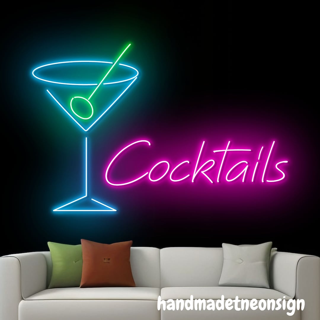 Martini Cocktails Neon Sign, Cocktail Led Sign, Cocktail Martini Neon ...