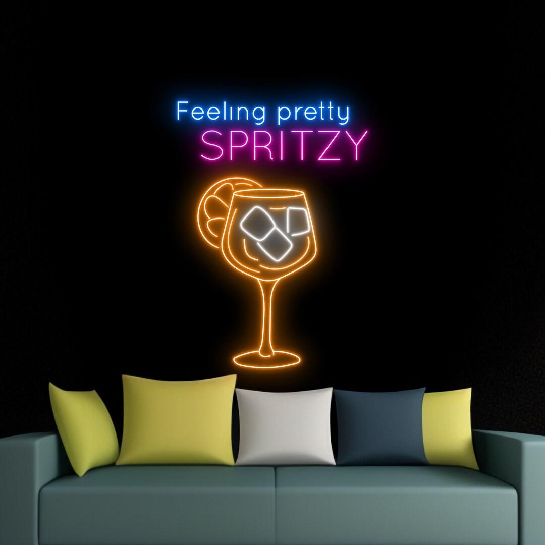 Feeling Pretty Spritzy Neon Wall Sign, Cocktail Led Wall Light, Alcohol ...