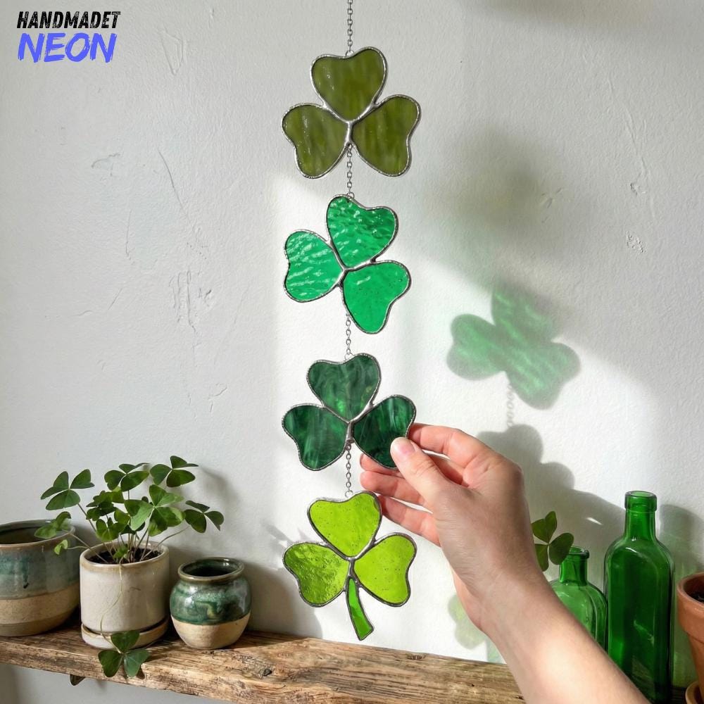 Personalized Lucky Leaf Clover Stained Glass, Custom Shamrock ...