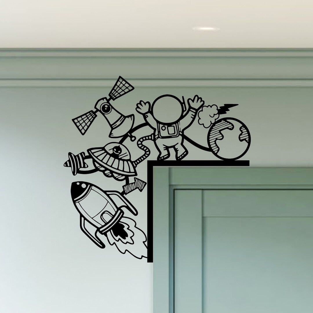 Personalized Space Door Corner Metal Wall Art, Astronaut Metal Sign ...