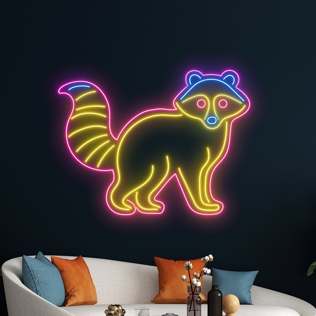 Raccoon Neon Sign, Raccoon Led Sign, Funny Raccoon Led Light, Raccoon ...