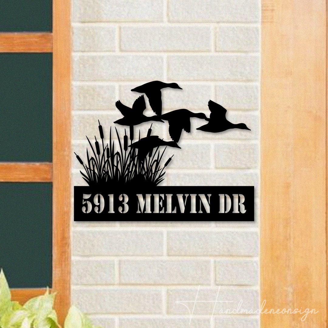 Personalized Duck Home Number Metal Sign, Custom Ducks Number Address ...