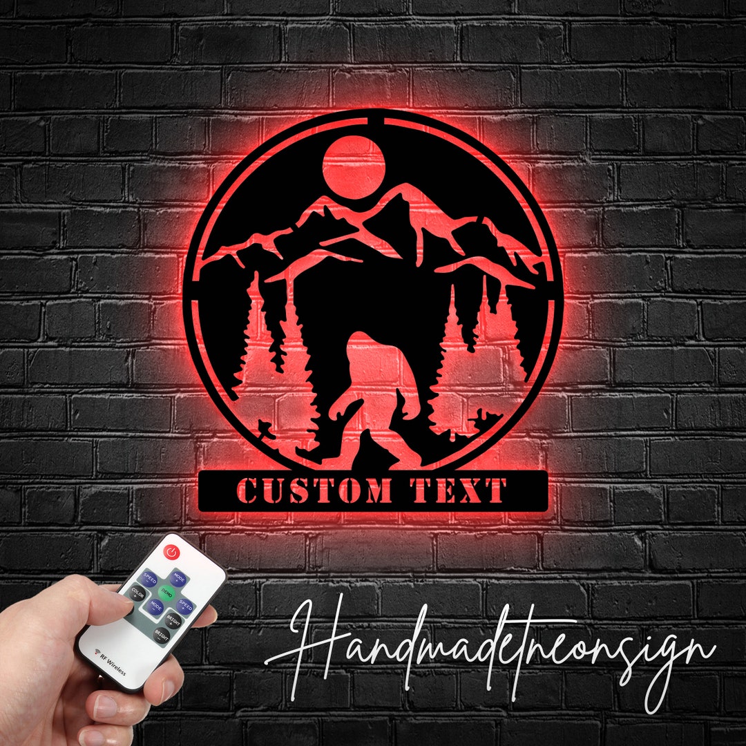 Custom Bigfoot Metal Wall Art LED Light, Animal Lover, Forest Metal ...