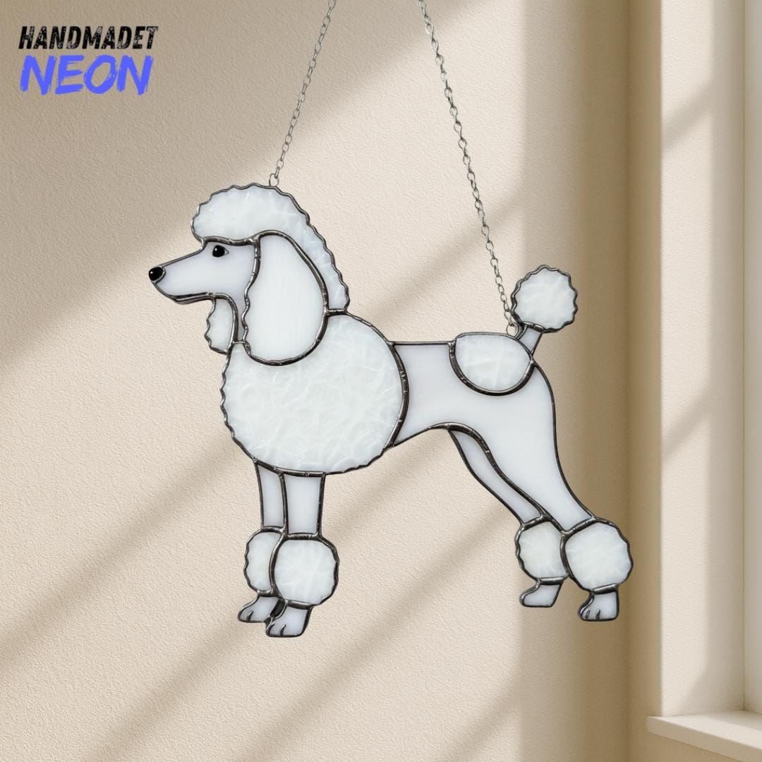 Poodle Stained Glass Suncatcher: Dog Lover Gift, Pet Memorial Window ...