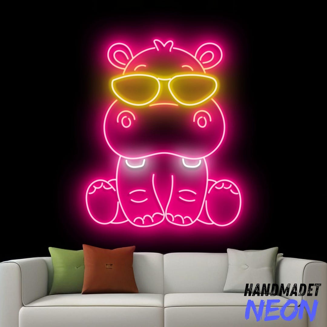 Hippopotamus Neon Sign, Hippo Led Sign, Hippo Led Light, Hippopotamus ...