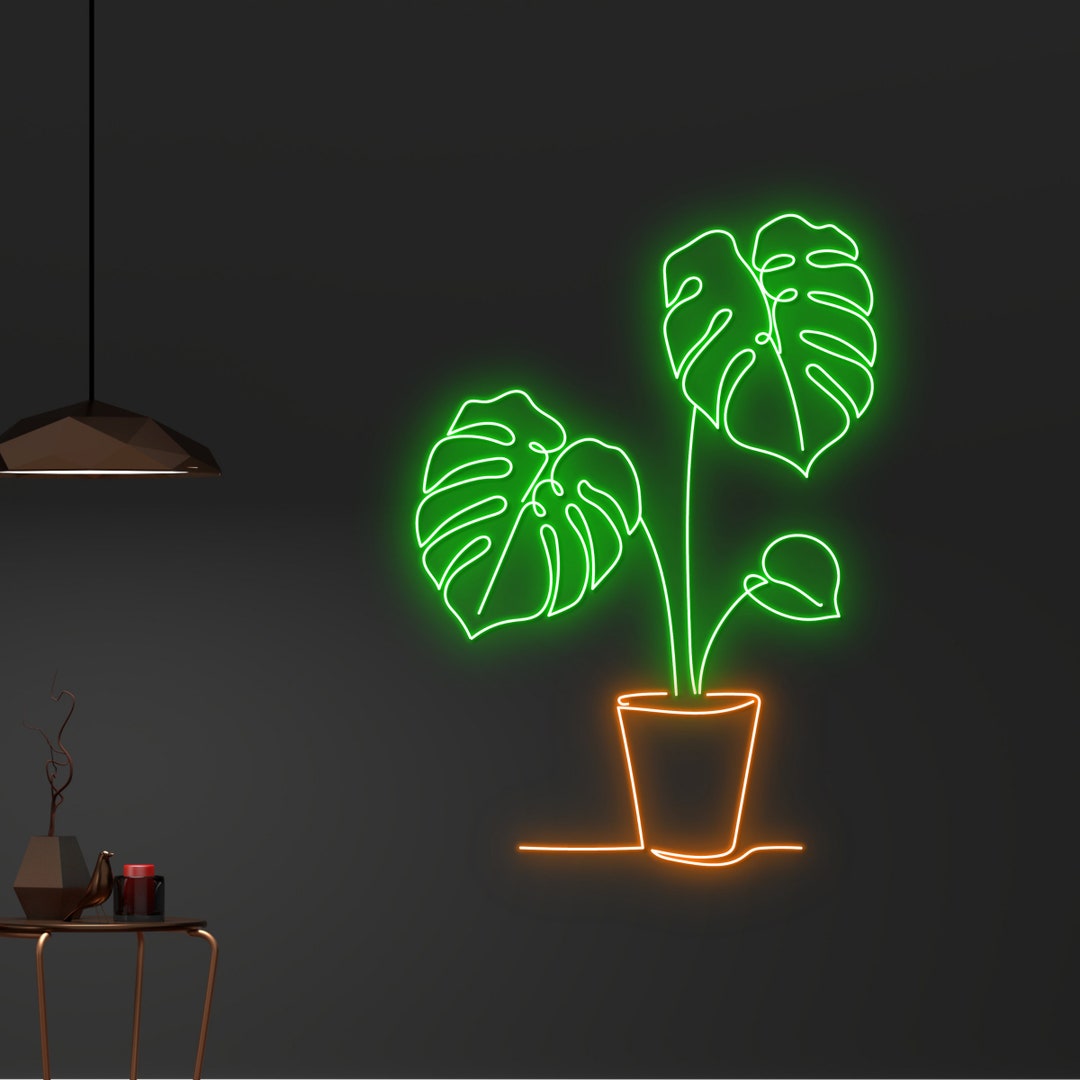 Custom Monstera Leaf Plant Neon Light, Leaves Plant Led Light, Monstera ...