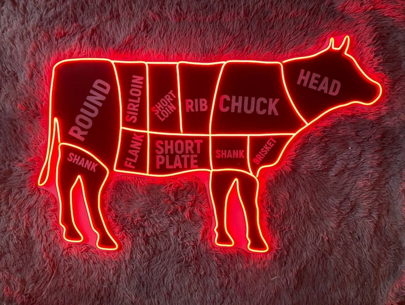 Cow Neon Sign Butcher Shop Led Sign Wall Decor Cow Led - Etsy