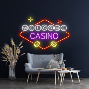 Welcome Casino Led Sign, Welcome Casino Neon Sign, Wall Decor, Casino ...