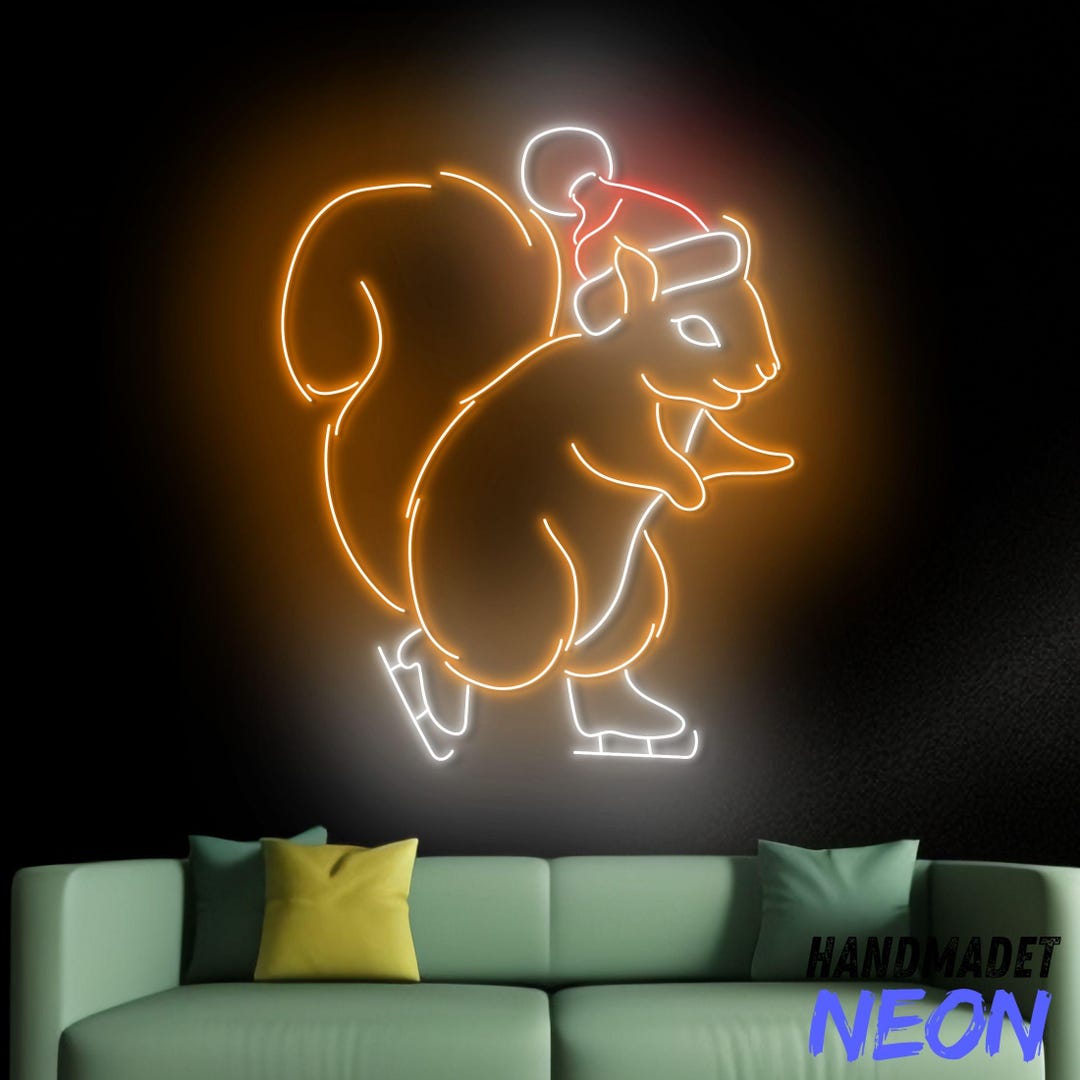 Squirrel Ice Skating Neon Sign, Squirrel Ice Skater Led Sign, Squirrel ...