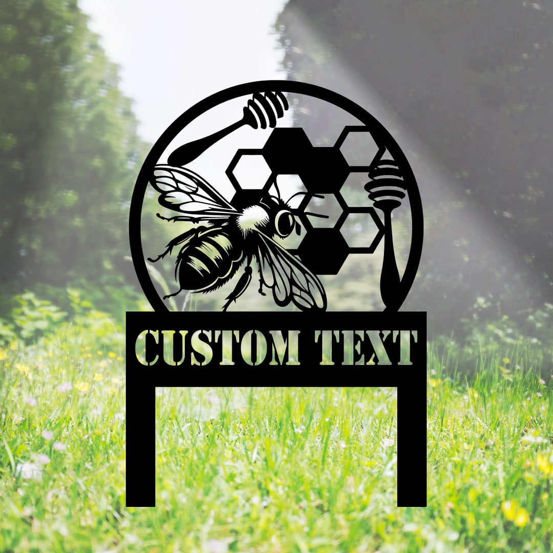 Custom Bee Memorial Stake, Hive Bee Stake Metal Sign, Personalized Bee ...