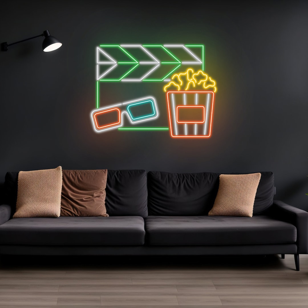 Cinema Neon Sign / Movie Led Light / Custom Neon Sign / Movie Time Led ...