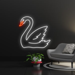 Swan Led Sign, Swan Neon Sign, Wall Decor, Cute Swan Led Light, Custom ...