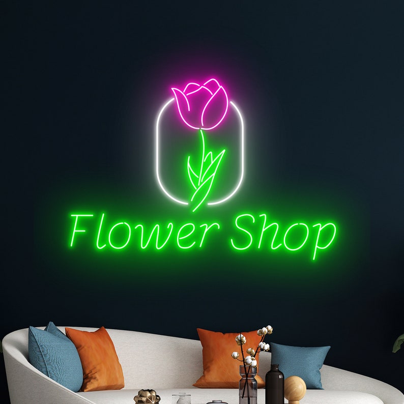 Flower Shop Led Sign, Flower Neon Sign, Flower Neon Light, Floral Led ...