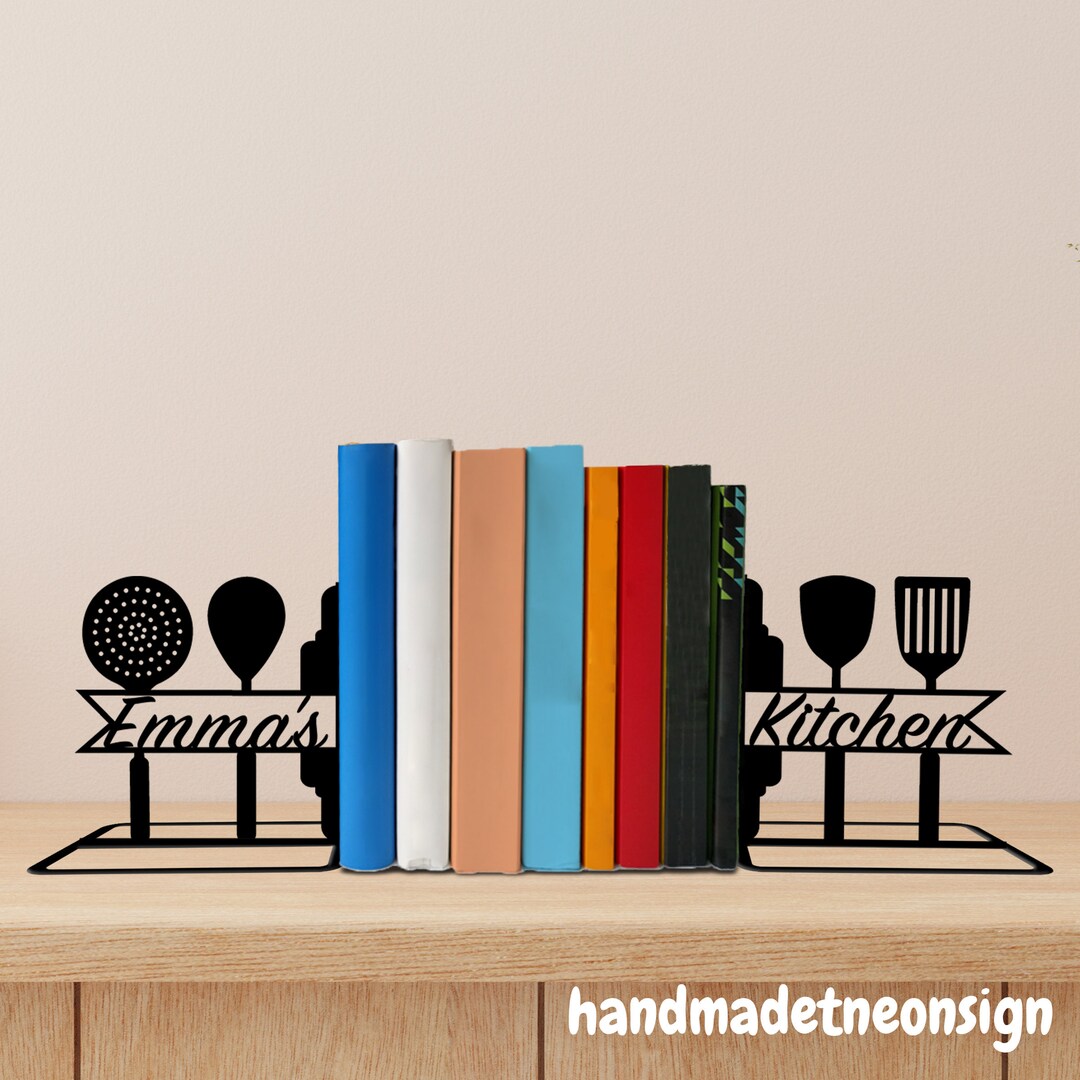 Custom Chef Cooking Metal Bookends Cookery Book Name Bookend, Cook ...