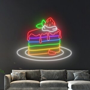 Rainbow Cake LED Sign, Strawberry Cake Neon Sign, Cream Cake Neon Light ...