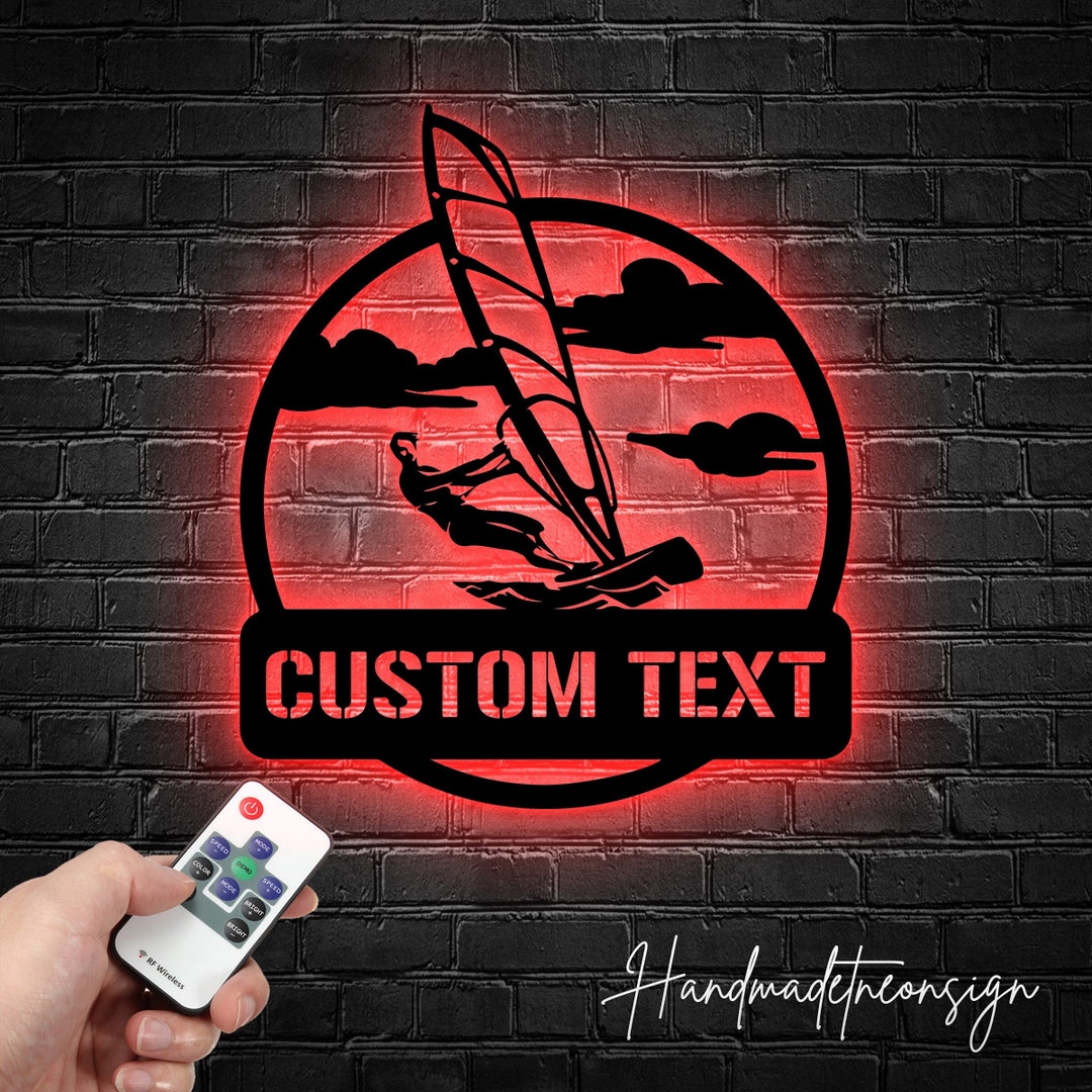 Custom Land Windsurfing Metal Wall Art LED Light - Personalized Land ...