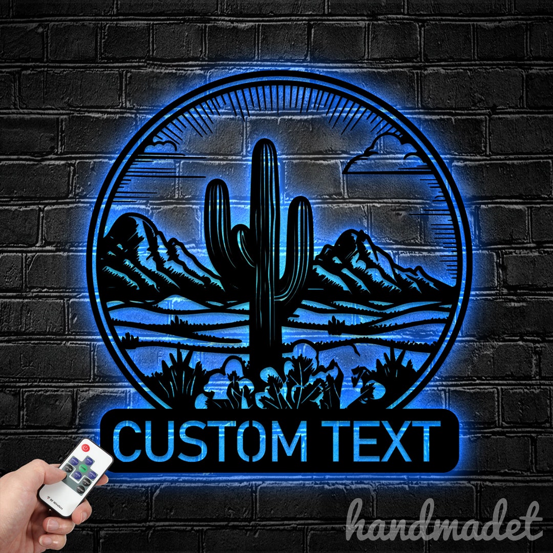 Custom Desert Metal Wall Art LED Light, Desert Metal Light, Nature View ...