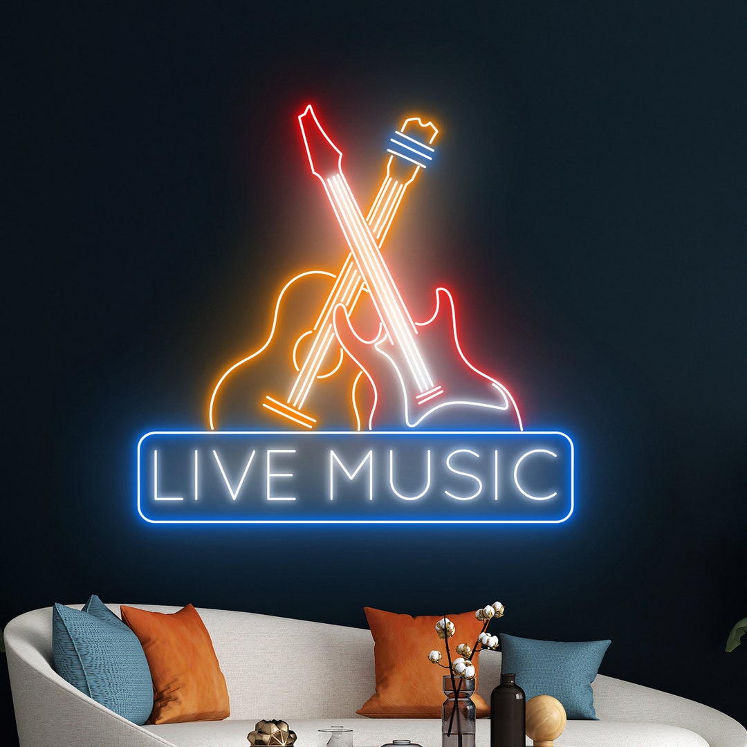 Electric Guitar Live Music Led Sign, Live Music Neon Sign, Wall Decor ...