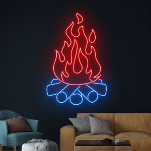 Bonfire Neon Sign, Flame Neon Light, Fire Led Sign, Burning LED Light ...