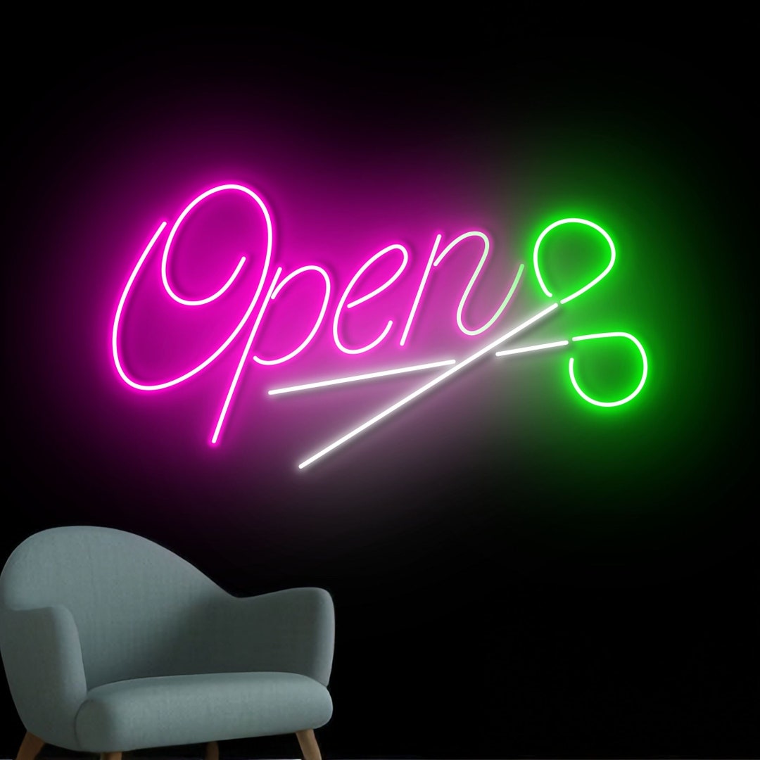 Barber Open Neon Wall Sign, Hair Salon Led Wall Sign, Hair Cut Neon ...
