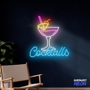 Cocktails Neon Sign – LED Bar Light for Home Lounge, Cocktail Party ...