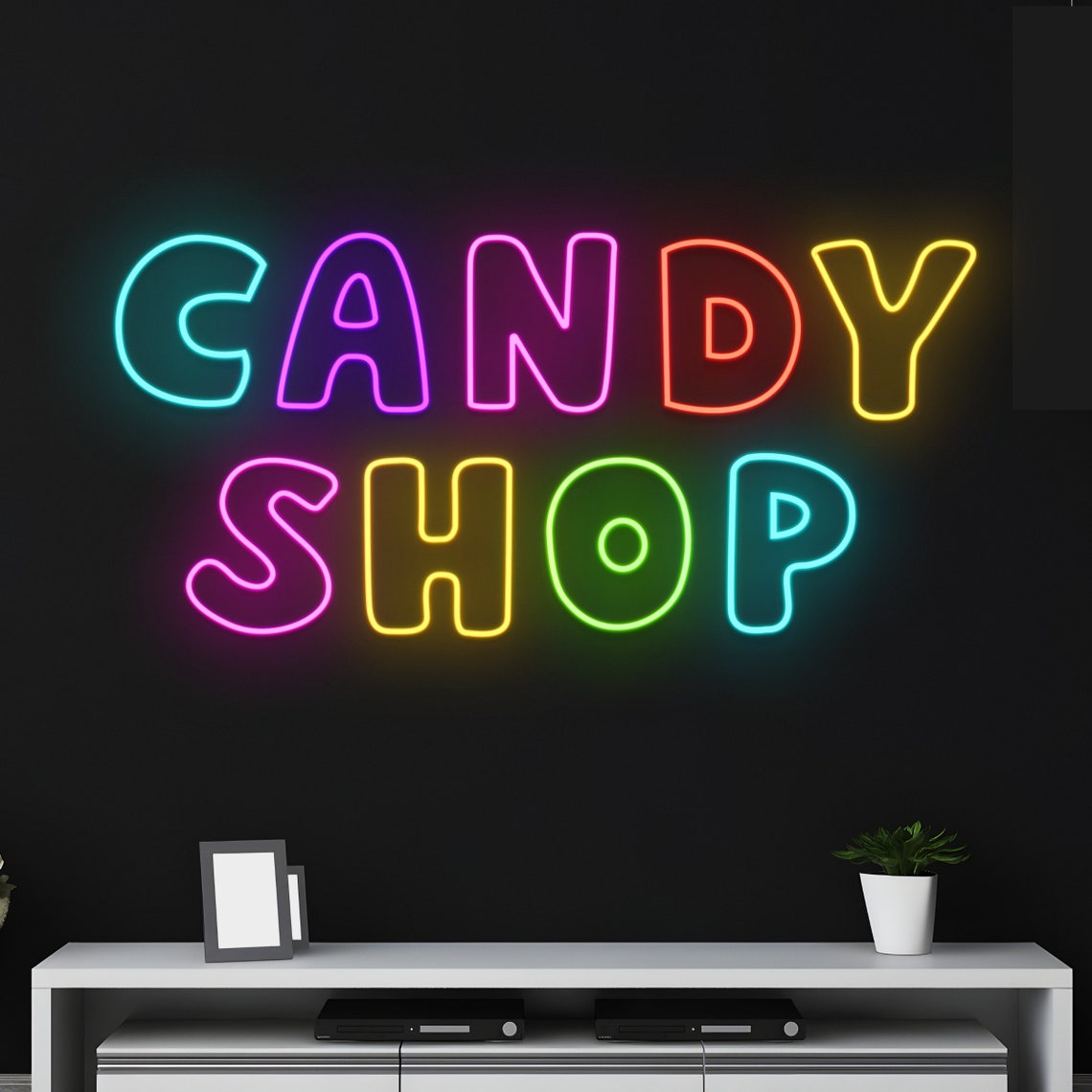 Custom Candy Shop Neon Sign, Personalized Quote Name Neon Light ...