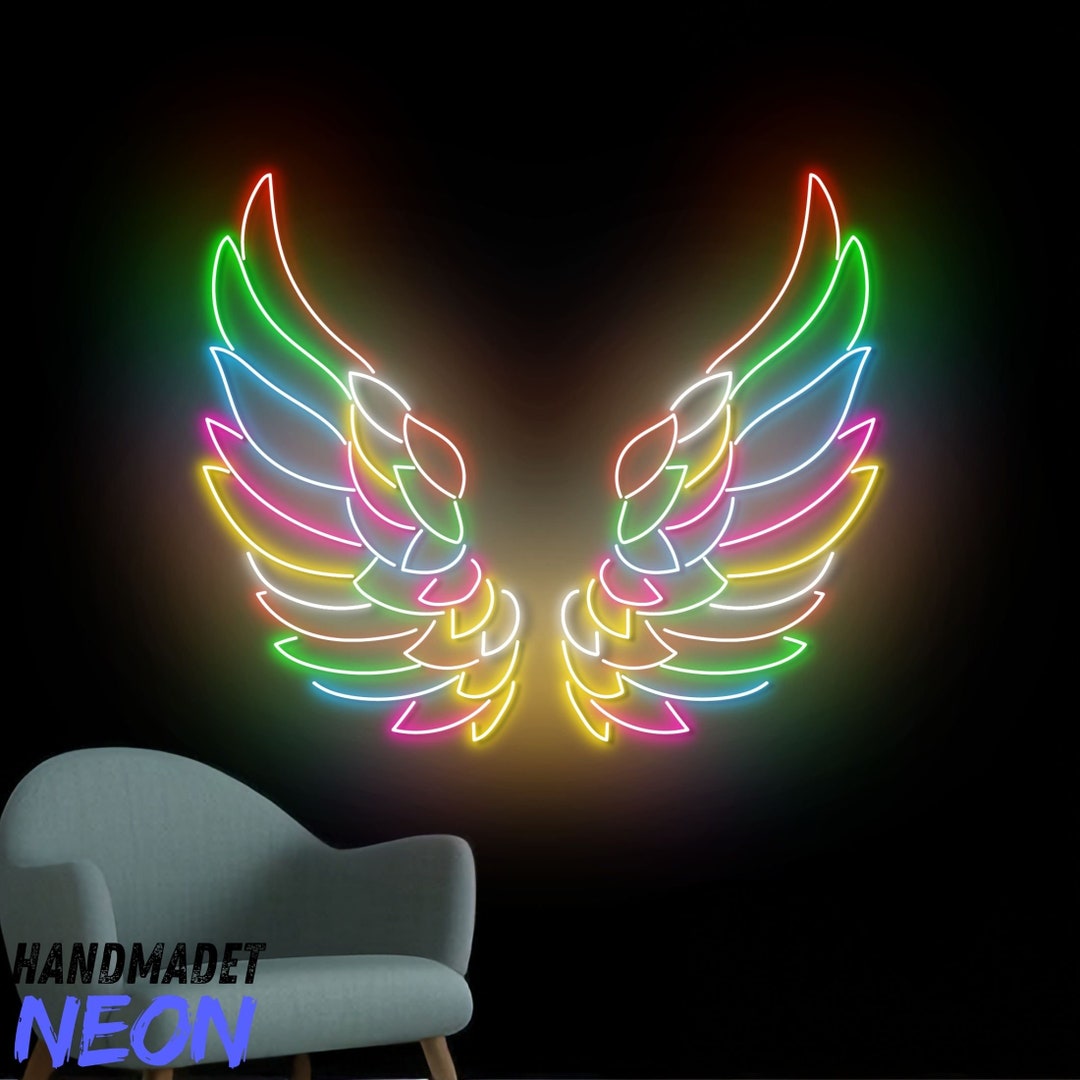 Angle Wings Neon Sign, Wings Led Sign, Colorful Wings Neon Light, Angel ...