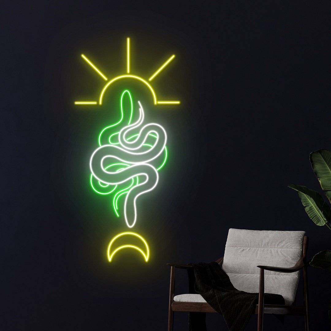 Snake Moon Sun Neon Light, Sun Moon Snake Led Sign, Moon Sun Snake Neon ...