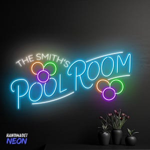Custom Pool Room Neon Sign – Personalized LED Wall Light for Game Room ...