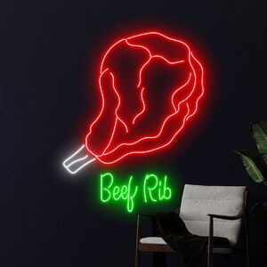 Beef Ribs Neon Light, Beef Ribs Neon Sign, Meat Led Light, Grill Led ...