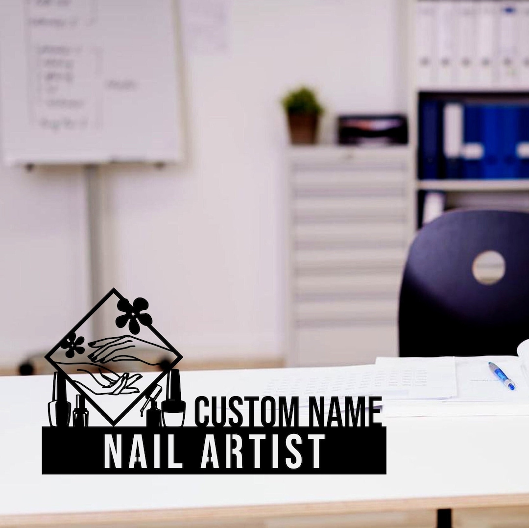 Custom Nail Artist Desk Name Plate, Nail Artist Metal Nameplate for ...