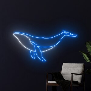 Whale Neon Sign, Cute Whale Neon Sign,whale Led Light, Custom Whale Led ...