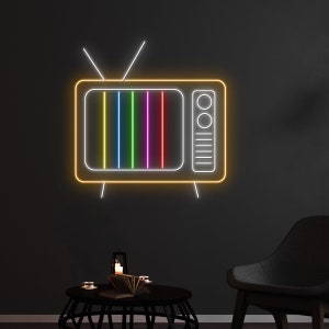 Retro TV Neon Sign, Retro Television Device Led Sign, Old TV Led Light ...