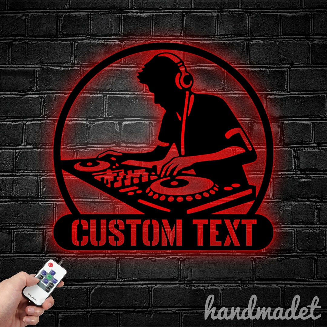 Custom DJ Record Metal Wall Art LED Light, DJ Record Metal Sign, Dj ...
