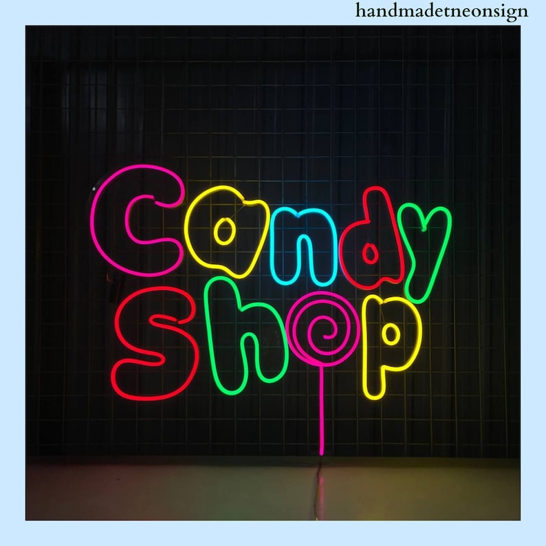 Candy Shop Neon Sign, Candy Led Sign, Lollipop Candy Neon Light, Candy ...