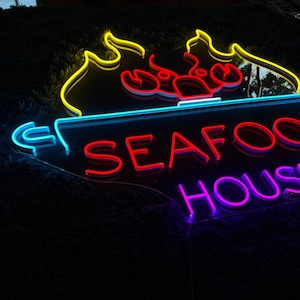 Seafood Neon Sign, Seafood Led Sign, Seafood Led Light, Seafood ...