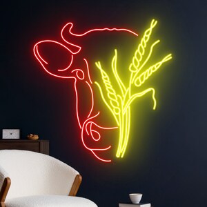 Paddy Cow Neon Sign, Farm LED Sign, Vegetable Neon Light, Food Room ...