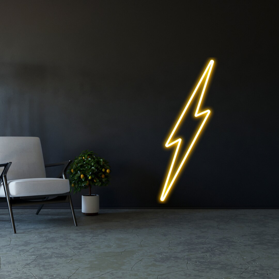 Lighting Bolt Neon Sign, Lighting Bolt Neon Light, Lighting Bolt LED ...