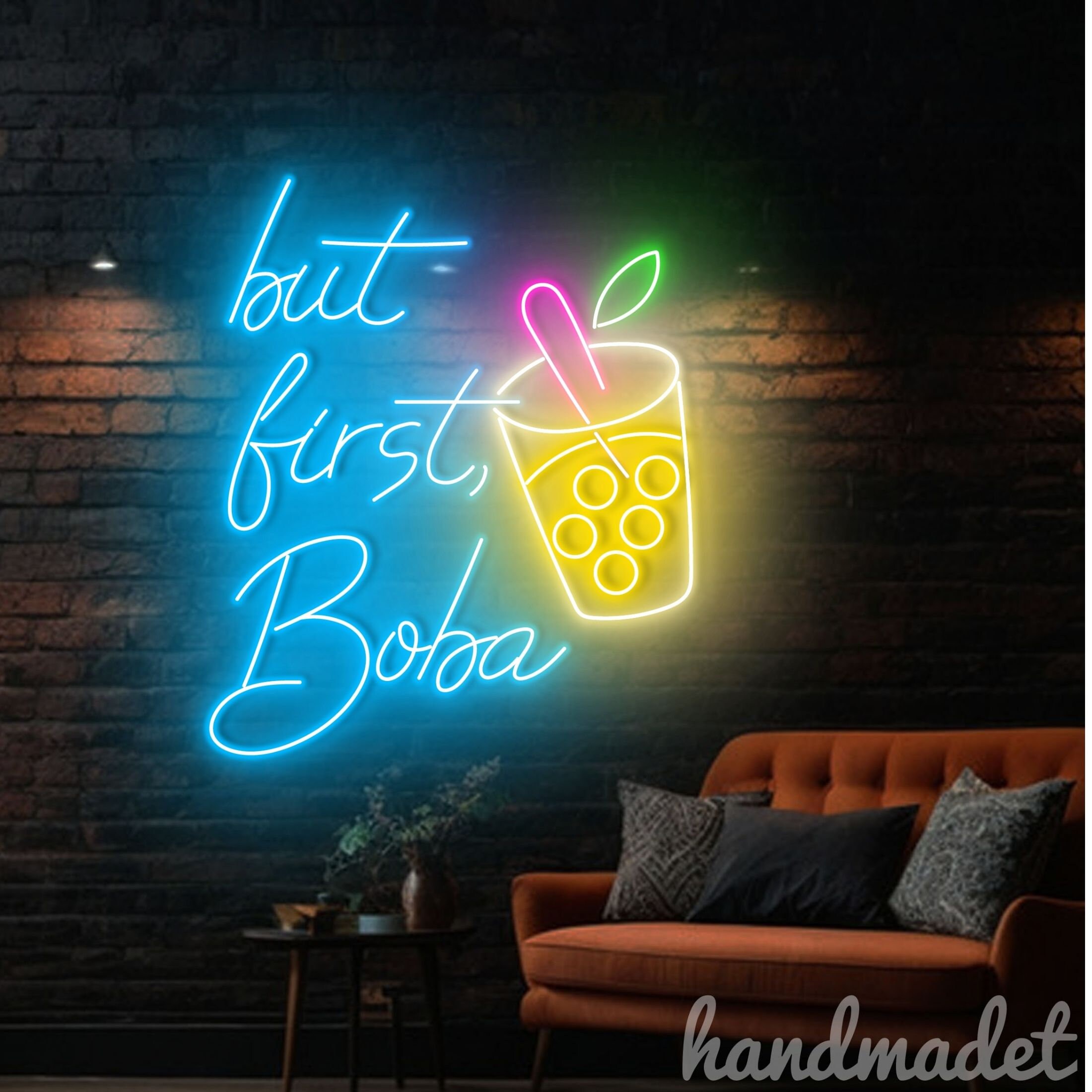 But First Boba Neon Wall Sign, Boba Tea Led Wall Sign, Milk Tea Neon ...