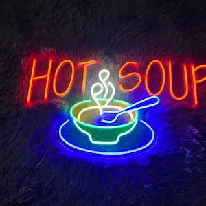 Hot Soup Led Sign, Hot Soup Neon Sign, Wall Decor, Decor Led Light ...