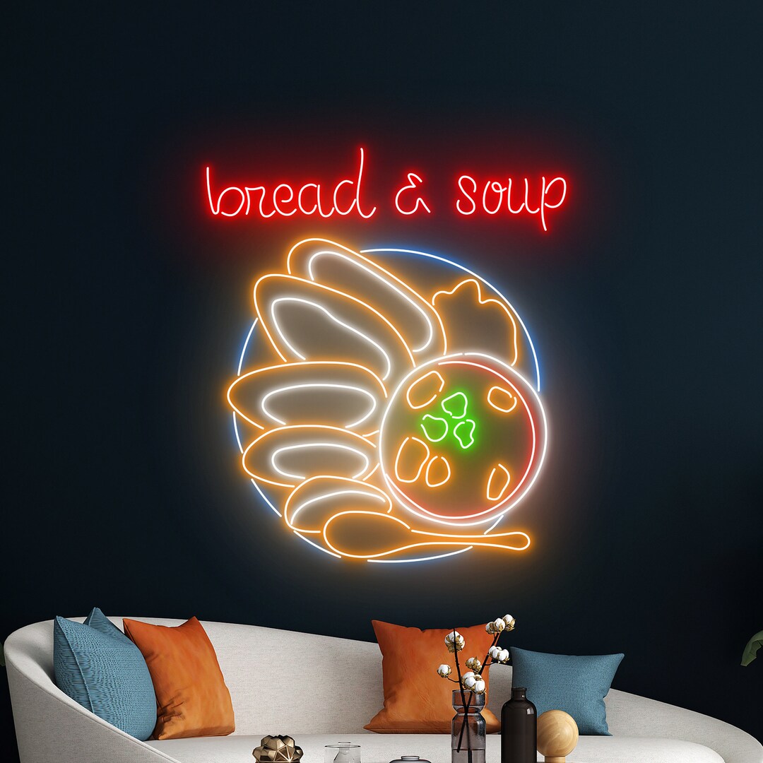 Bread and Soup Neon Sign, Soup Led Sign, Soup Neon Light, Food Shop Led ...