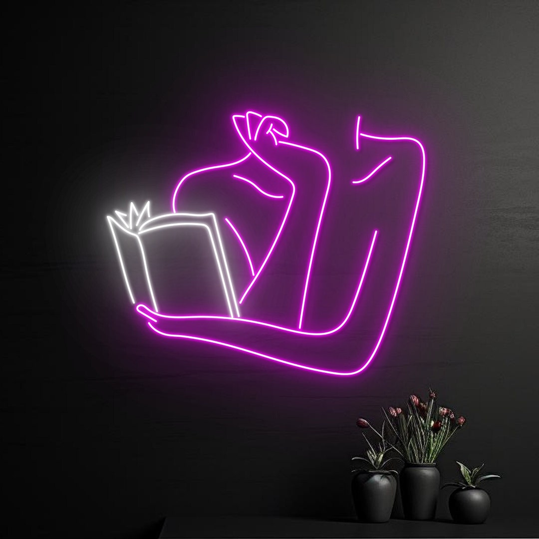 Custom Woman Reads Book Neon Sign, Girl Reading Book LED Light, Book ...