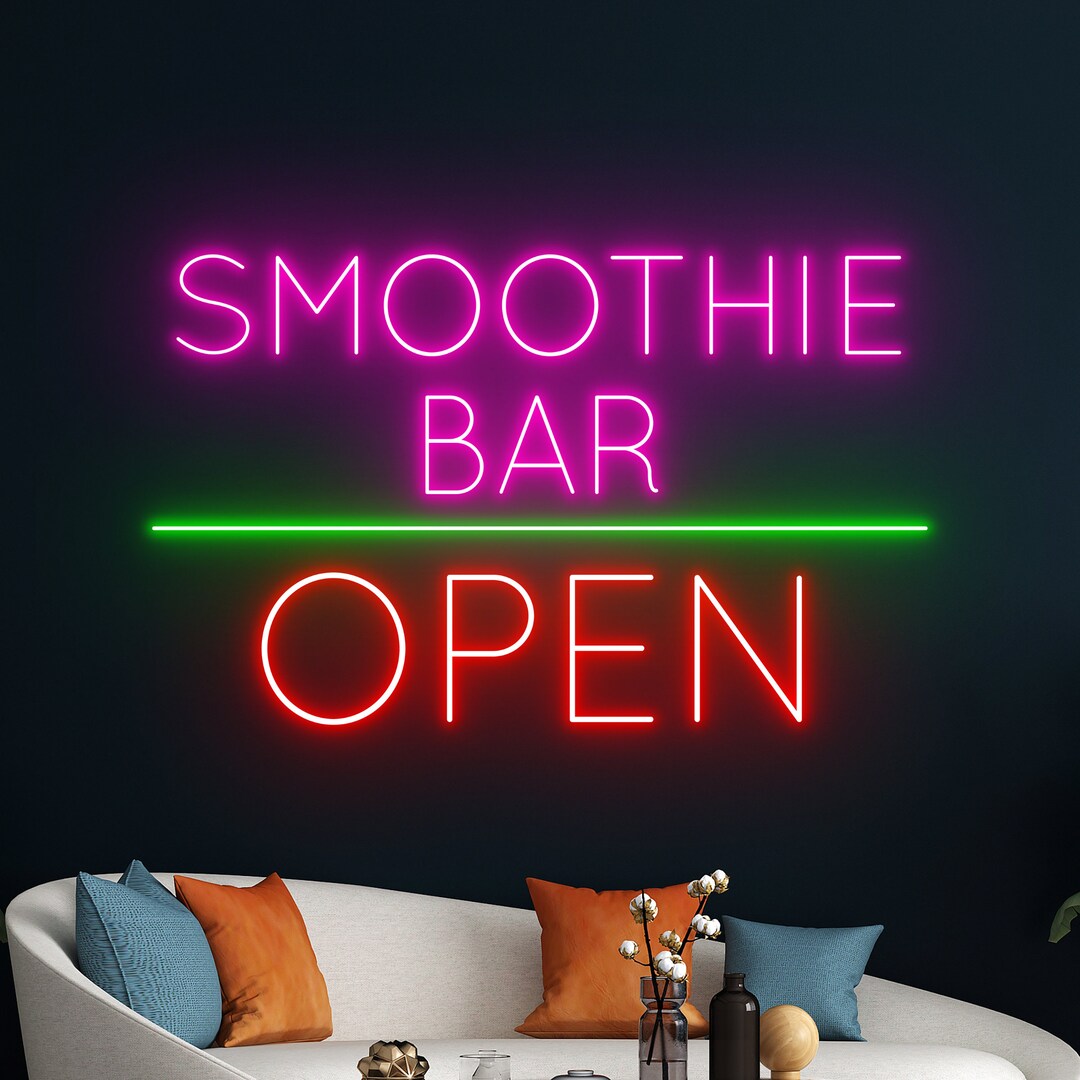 Smoothie Bar Open Neon Sign, Juice Bar LED Light, Smoothie Fruit Neon ...