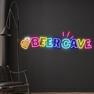 Beer Cave Neon Sign, Shop Sign Beer Cafe Neon Sign, Custom Neon, Sign ...