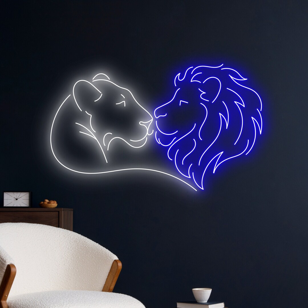 Lion Couple Neon Light, Lion Lover Led Sign, Lion Family Neon Sign ...