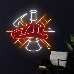 Firefighter Neon Sign, Fireman Led Sign, Fire Fighter Led Light, Fire ...