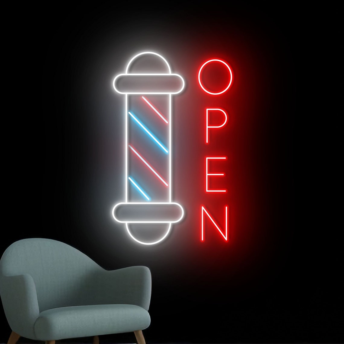 Barber Open Neon Wall Sign, Hair Salon Led Wall Sign, Hair Cut Neon ...
