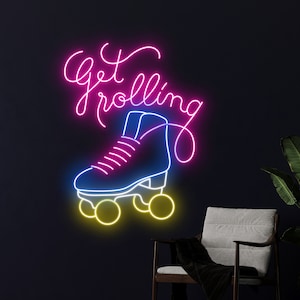 Get Rolling Roller Skate Neon Sign, Rolling Skate Led Sign, Roller ...