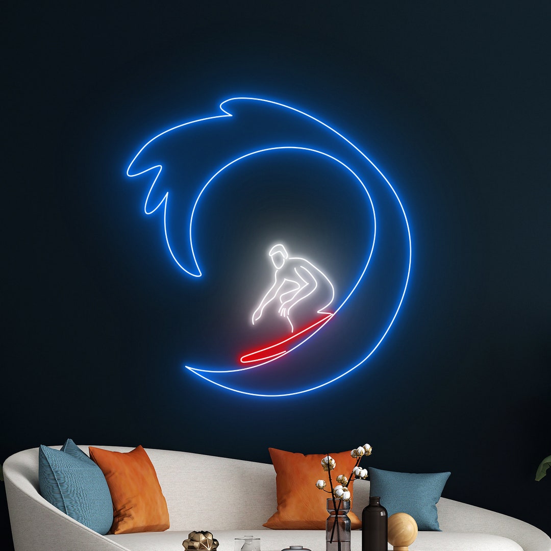 Surfman Neon Sign, Surf Led Sign, Surfboard Sign, Surf Man Neon Sign ...
